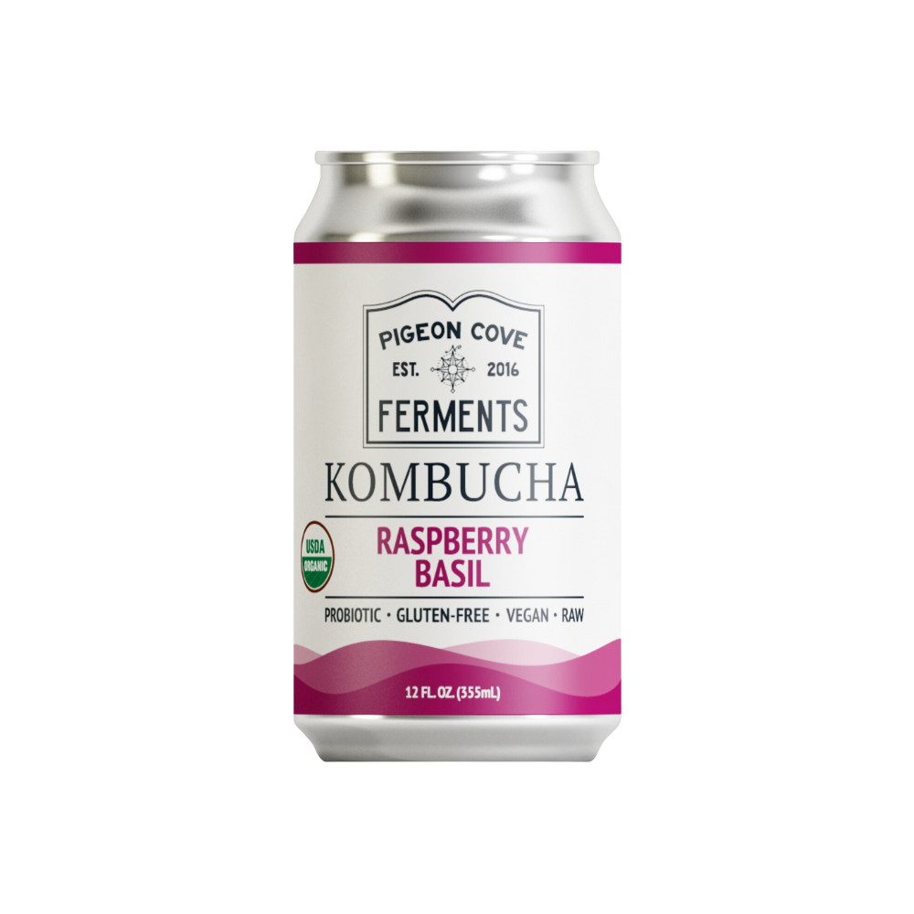 Organic Raspberry Basil Kombucha | Pigeon Cove Ferments